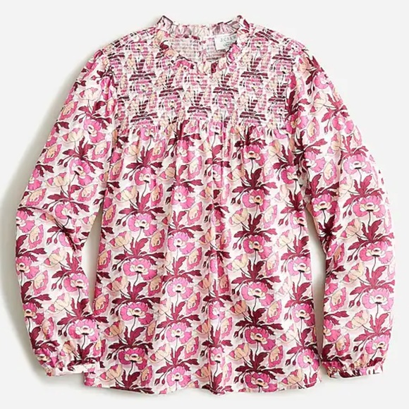 J. Crew | Tops | Jcrew Smocked Buttonback Top In Liberty Butterfield ...